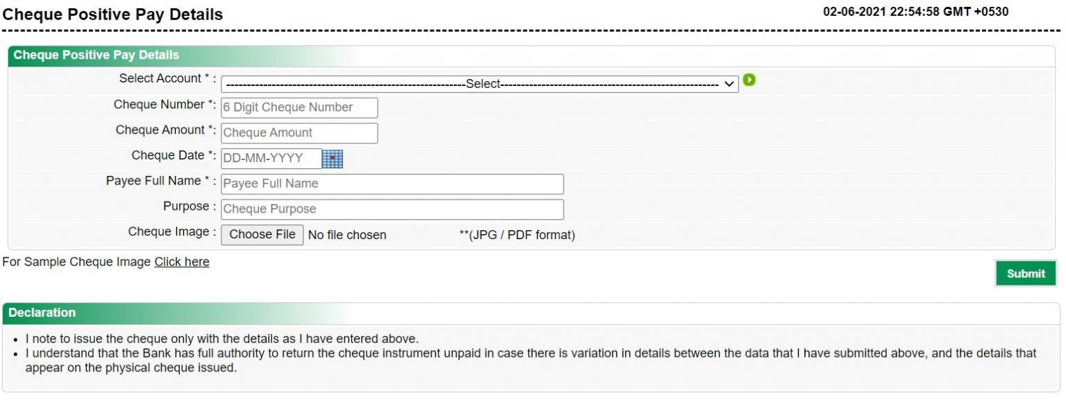 How to register a Cheque in KVB Positive Pay System? - Banking Tides